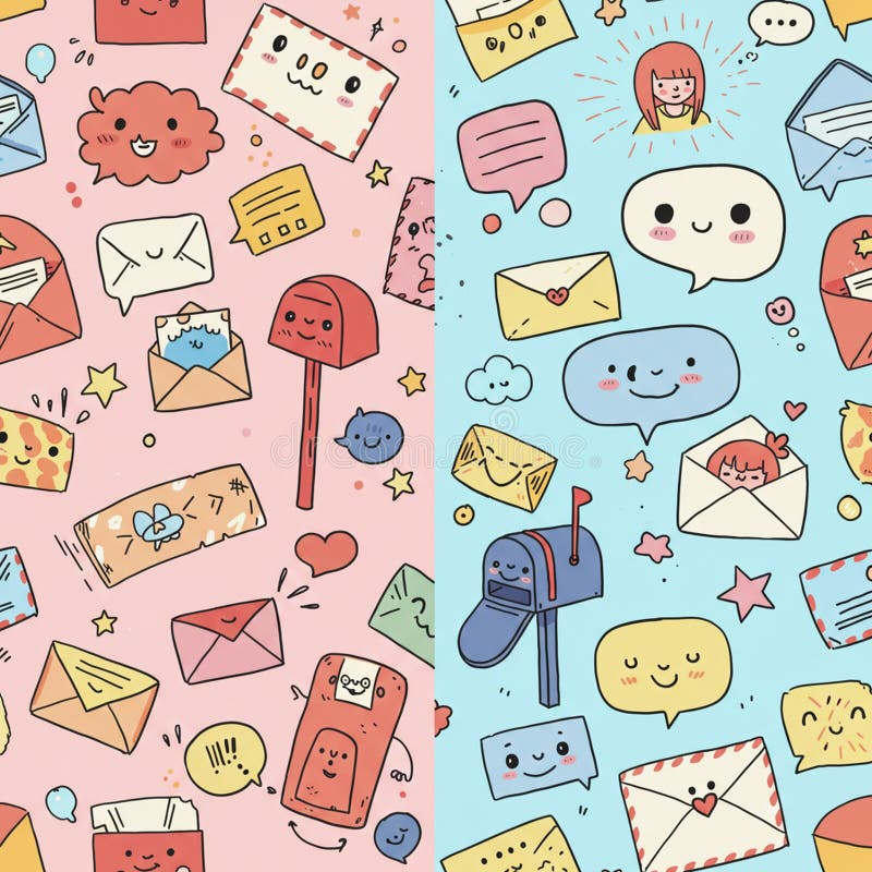 Two Panels Showcase a Cute, Whimsical Design of Mail-themed ...