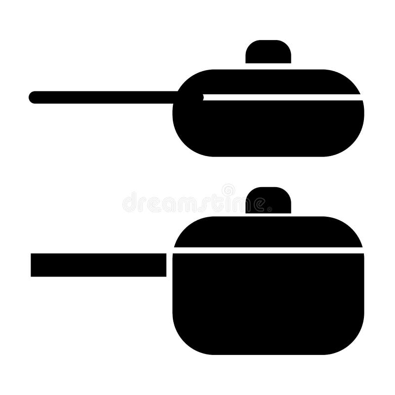 Two Pans Solid Icon. Two Cooking Pots Vector Illustration Isolated on ...