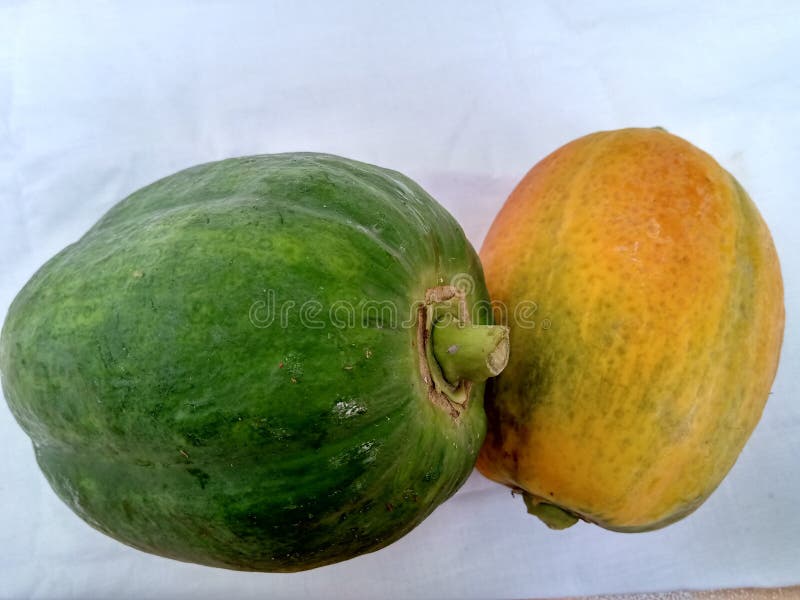 Two Papaya Side by Side and Isolated. Stock Photo - Image of natural ...