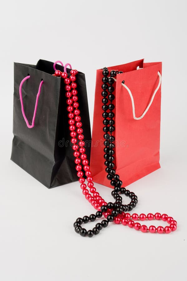 Two paper bag with pearls stock photo. Image of business - 17120492