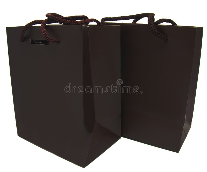 Two Paper Brown Bag Isolated on White Stock Image - Image of packaging ...