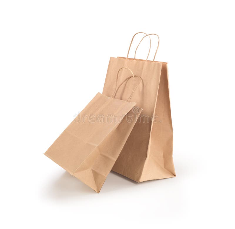 Two Paper Craft Shopping Bags Stock Photo - Image of paper, market ...