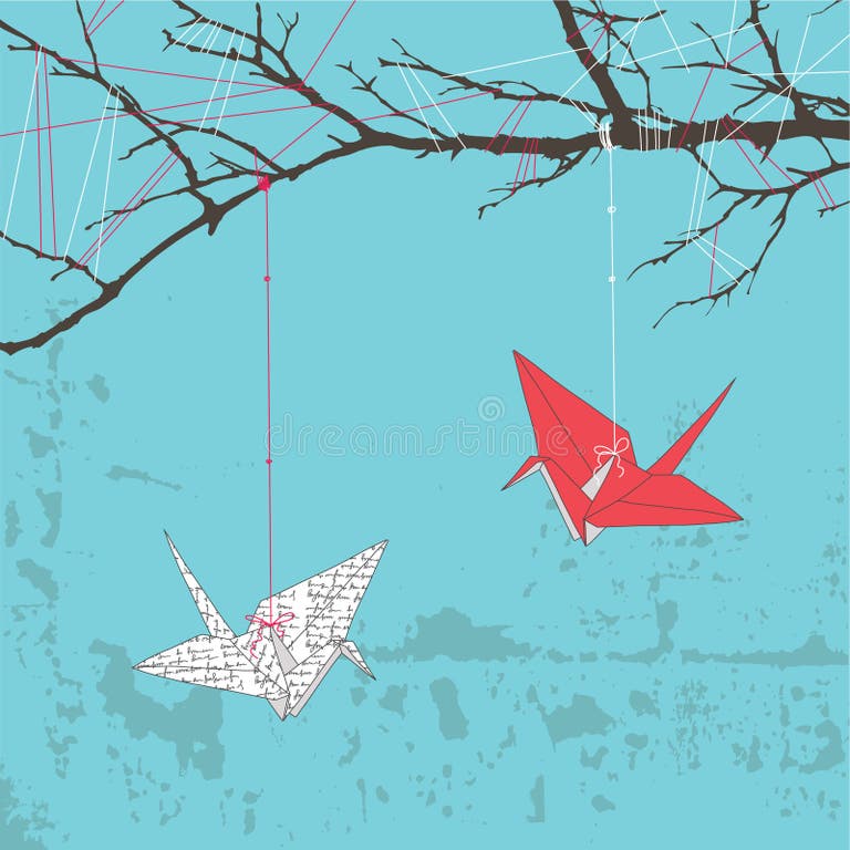 Two Paper Cranes Stock Illustrations – 190 Two Paper Cranes Stock ...