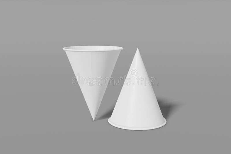 Two Paper Cups Mockup Cone Shaped on a Grey Background. One of the Cups ...