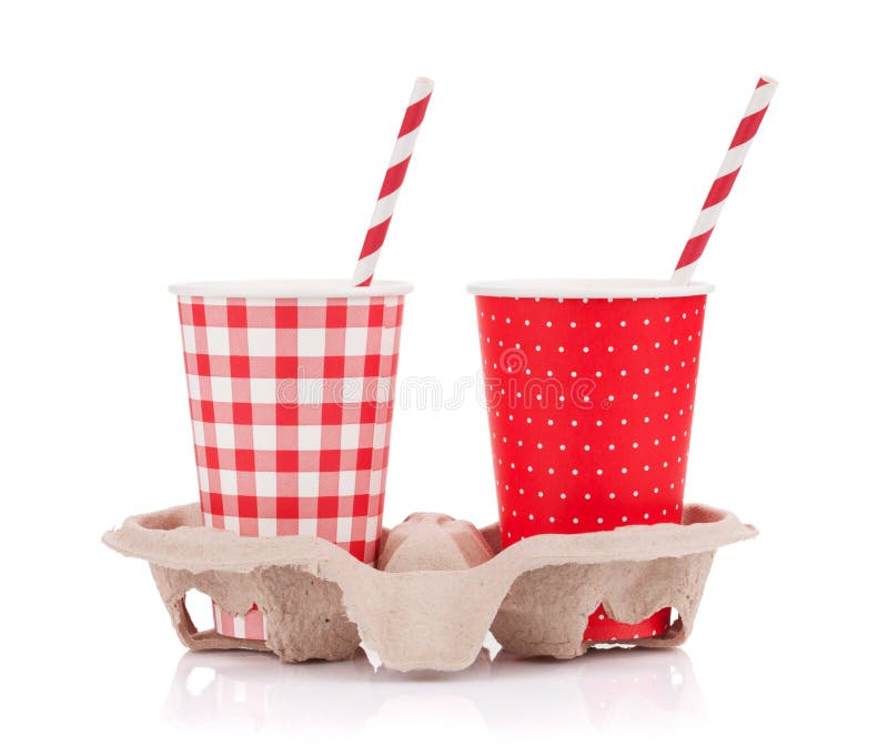 Two Paper Cups with Takeaway Drinks Stock Image - Image of container ...