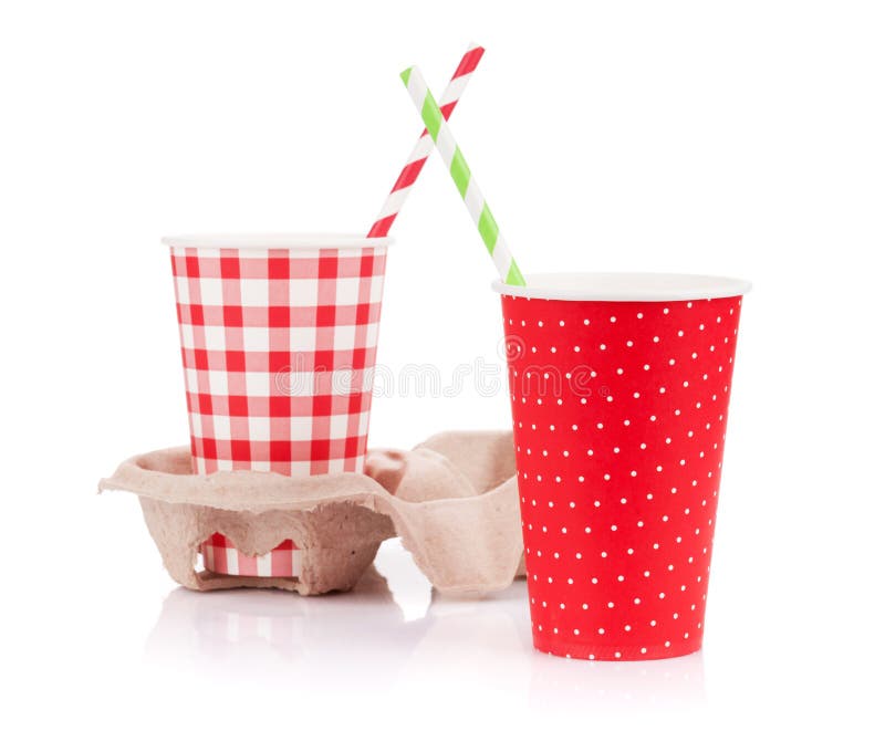 Two Paper Cups with Takeaway Drinks Stock Image - Image of container ...