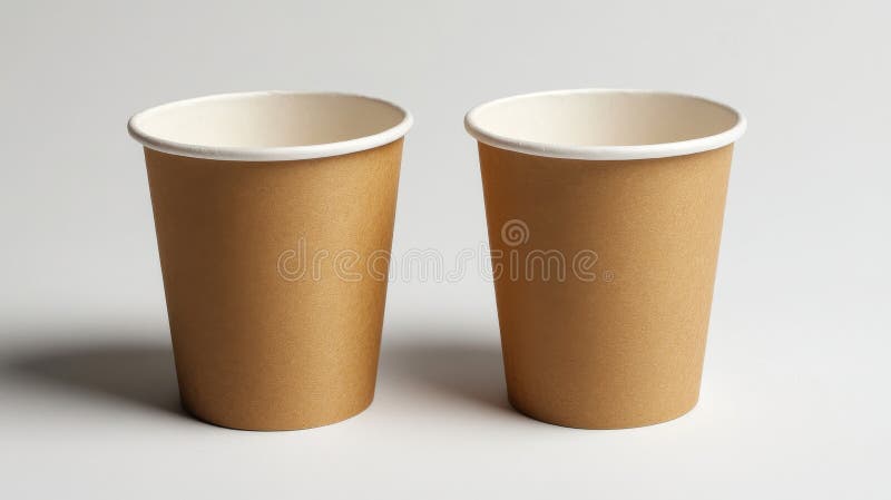 Two Paper Cups, Which are Disposable and Light Brown, Come with White ...