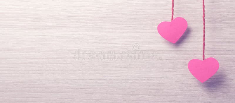 Two Paper Hearts Hanging on a Rope Stock Image - Image of holiday, love ...
