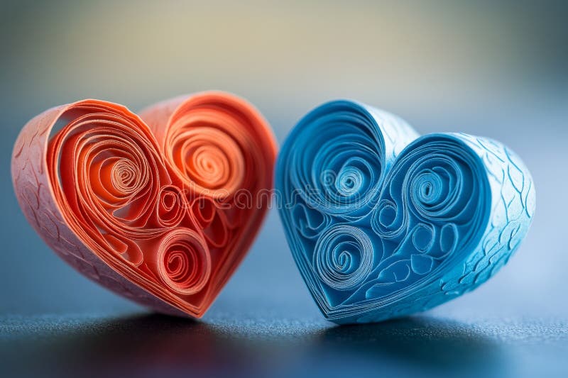 Two Paper Hearts Standing Side by Side Representing Love and Affection ...