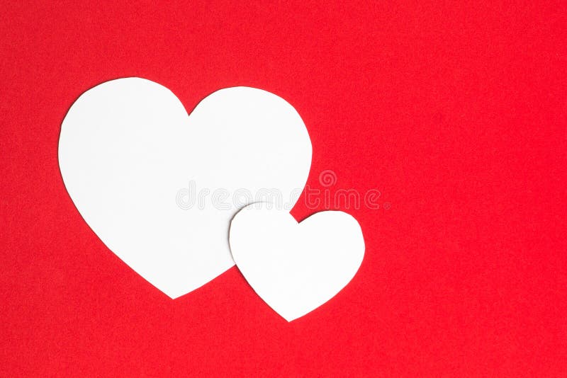 Two Paper Hearts Together on Red Background Stock Photo - Image of ...