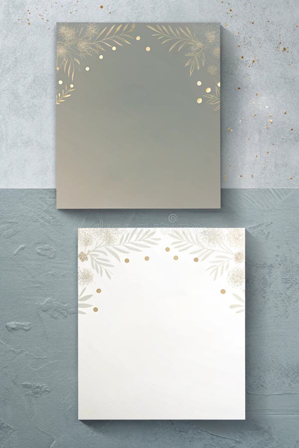 Two Paper Invitation Cards on Trendy Grey Background with Copy Space ...