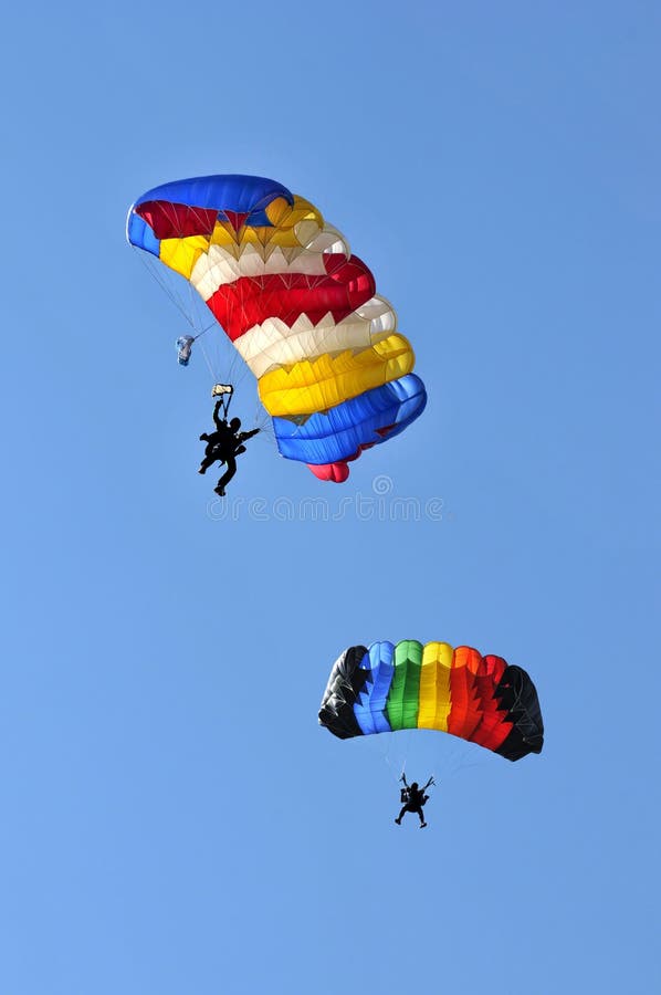 Two parachutes stock image. Image of fall, leisure, colors - 16256681