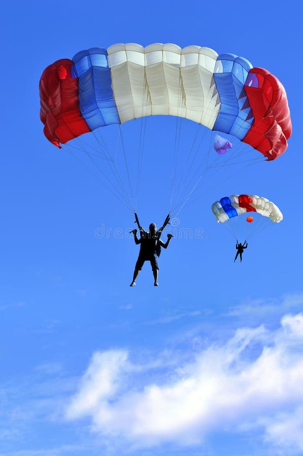Two parachutes stock photo. Image of competition, glide - 16256698