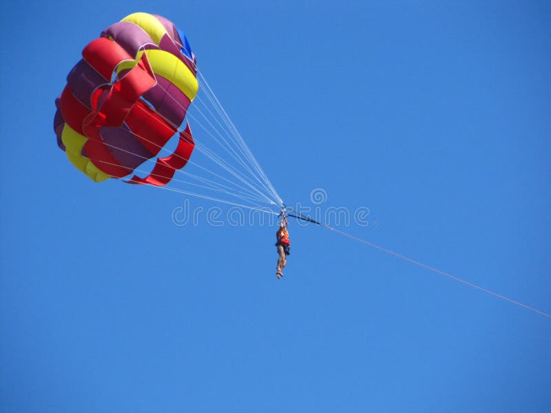 Two Parachutist In The Sky Flying Under One Common Parachute Editorial ...