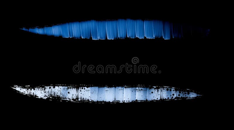 Two Parallel Blue and White Brushstrokes on Black Background Creating ...