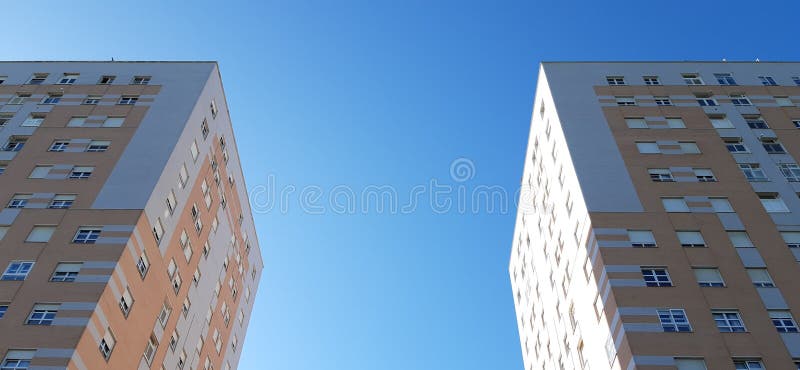 Two Parallel Buildings that Rise 14 Floors. Stock Image - Image of high ...