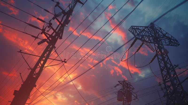 Two Parallel Electric Power Transmission Lines Stock Photo - Image of ...