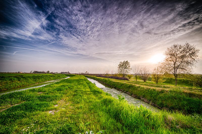 Two Parallel Irrigation Canals Stock Photo - Image of landscape ...