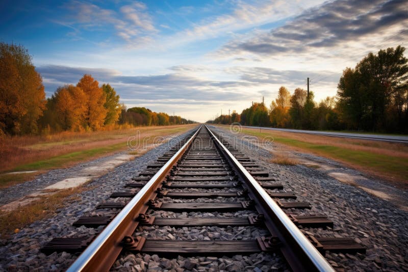 Two Parallel Rail Tracks Going Off into the Distance Stock Image ...