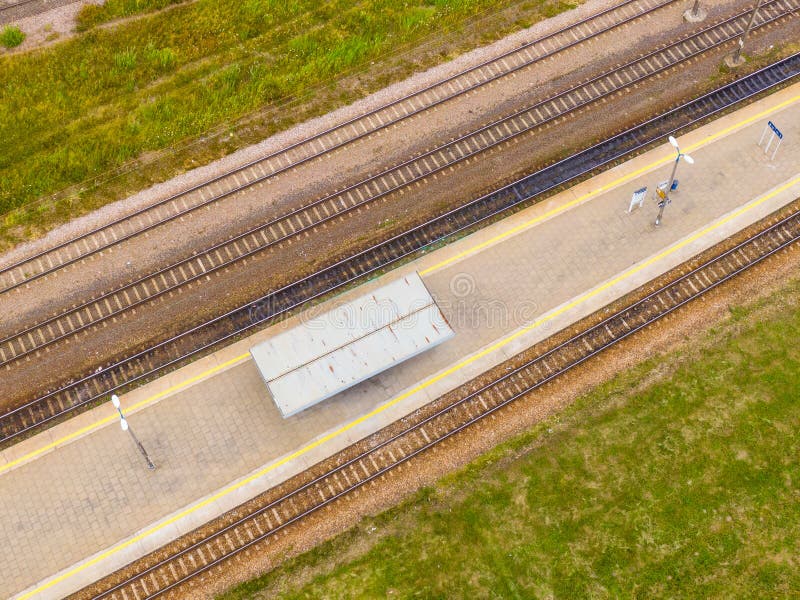 Two Parallel Railroads. Aerial View Stock Image - Image of parallel ...