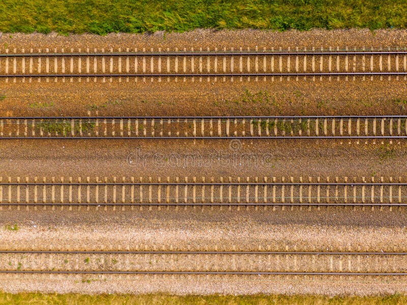 Two Parallel Railroads. Aerial View Stock Photo - Image of railway ...