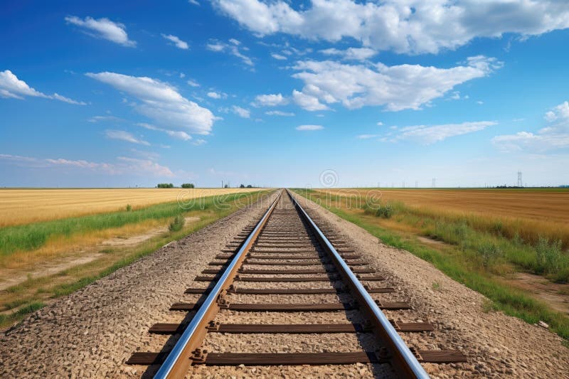 Two Parallel Railway Tracks Disappearing into the Horizon Stock Photo ...