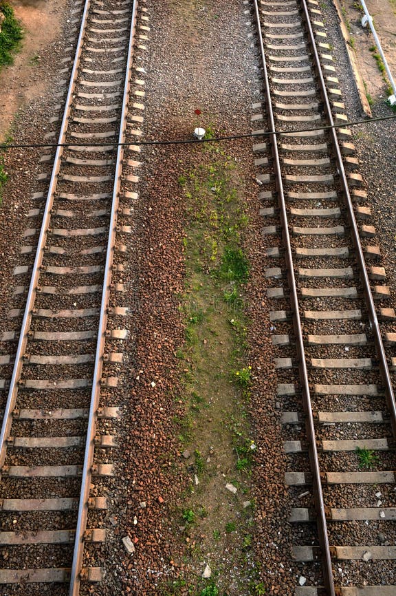 Two Parallel Railways the View from Above Stock Image - Image of ...