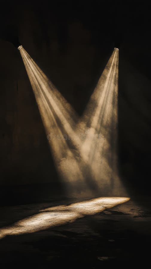 Two Parallel Rays of Light Illuminate a Dimly Lit, Rough Area Stock ...