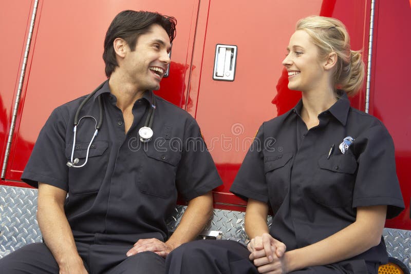 Happy Paramedic Portrait stock image. Image of mobile - 21809037