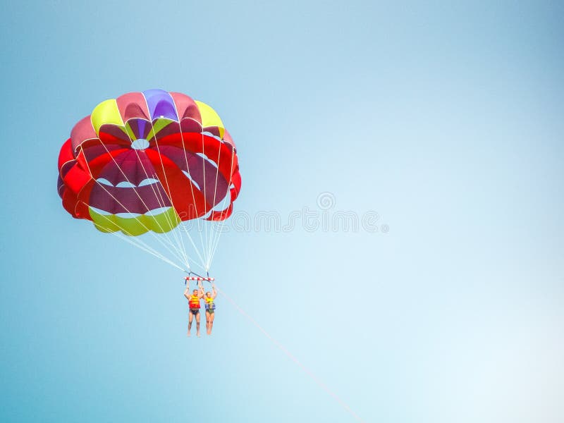 Two Paratroopers Flying Under One Common Parachute Editorial ...