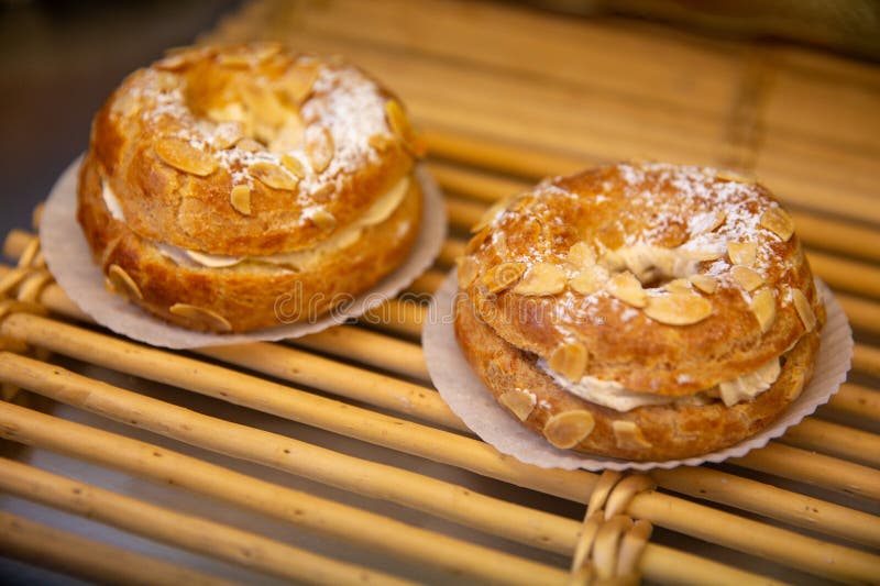 Two Paris Brest Pastries stock photo. Image of freshly - 288588374