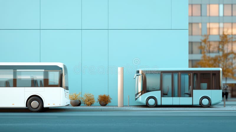 Two Parked Buses are Positioned Side by Side, Showcasing Their Design ...