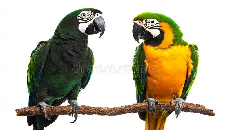 Two Parrots Sitting on a Branch Looking at Each Other Stock Image ...