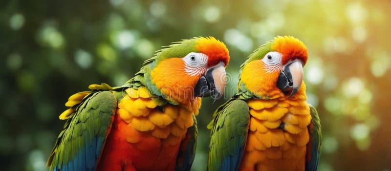 Two Parrots Sitting Together and Hugging. Stock Illustration ...