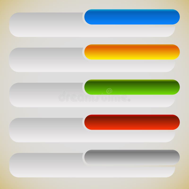 Two Part Banners, Buttons with Intersecting Rectangles. 5 Colors Stock ...