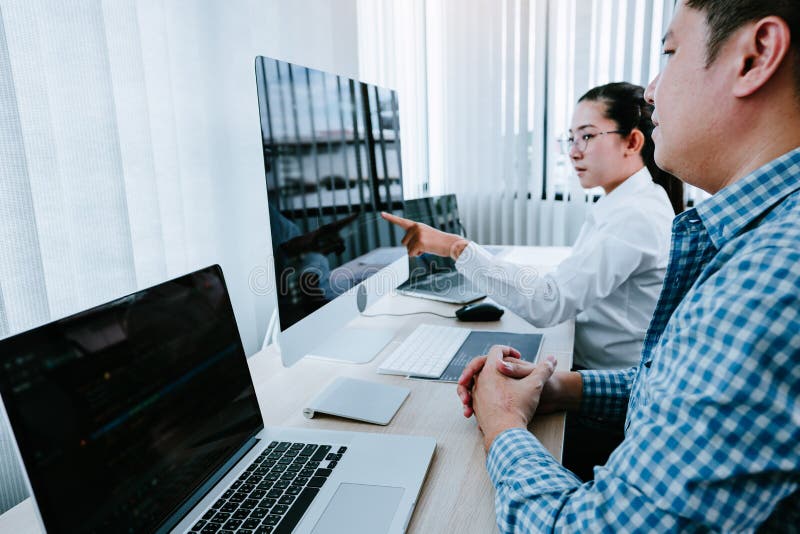 Two People Coding Code Program Programming Developer Computer Web Development Coder Working