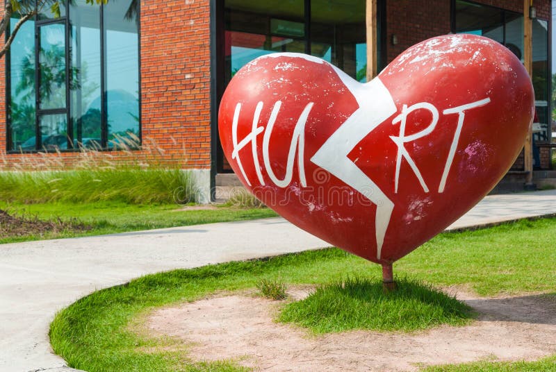 Two Parts of Broken Heart with Hurt Text Stock Image - Image of ...