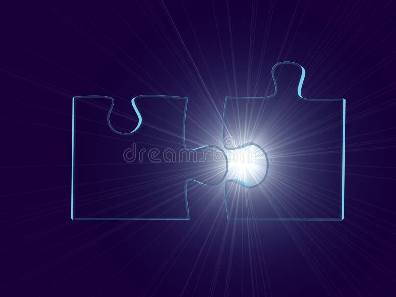 Two Parts of a Puzzle Covered by Bright Light Stock Illustration ...