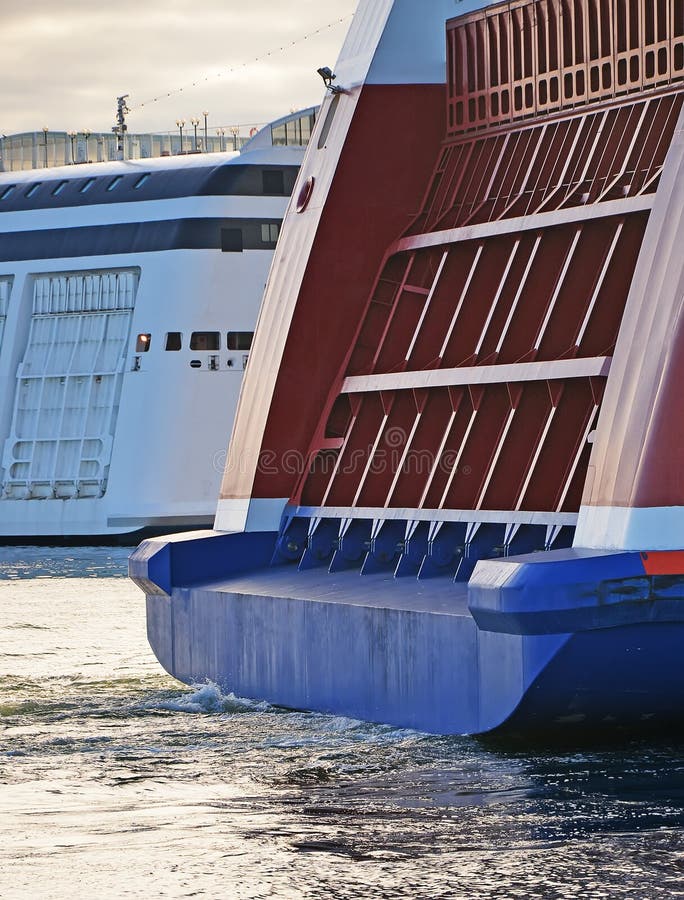 Two passenger ferries. stock image. Image of departure - 53304895