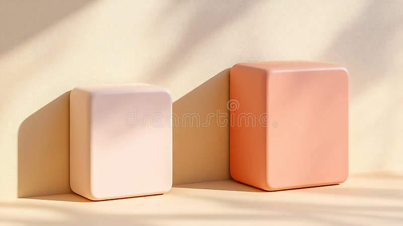 Two Pastel Cubes Stand Against a Beige Wall Stock Illustration ...