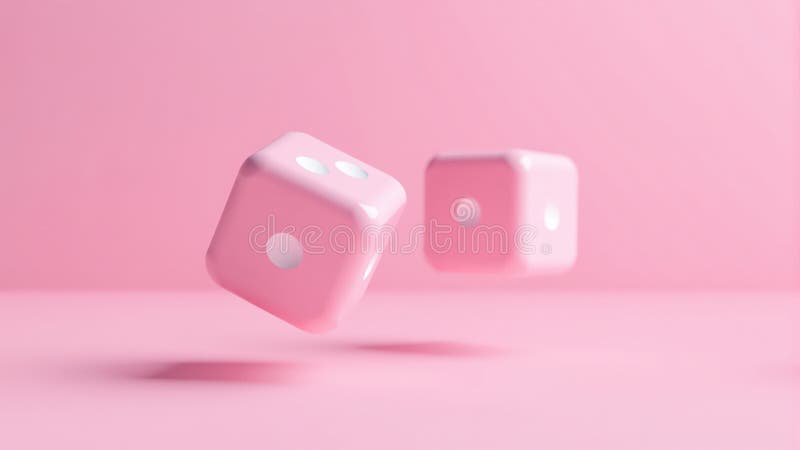 Two Pink Dice Floating in Air Stock Illustration - Illustration of ...