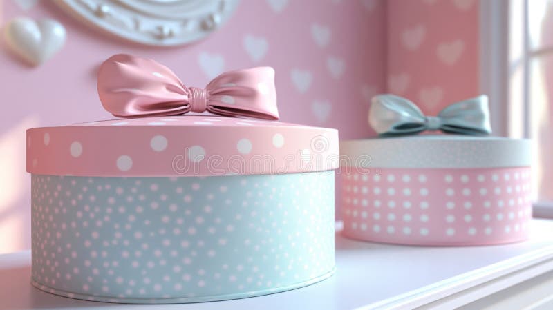 Two Pastel Polka Dot Gift Boxes with Bows Stock Illustration ...