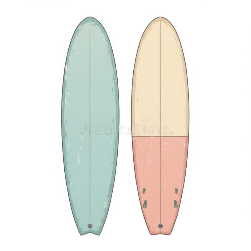 Two Pastel Surfboards on White Background Stock Illustration ...