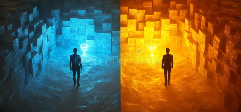 Two Paths, Abstract Choices, Labyrinth Background Stock Illustration ...