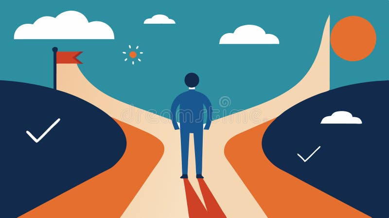 Two Paths Diverging an Illustration of a Person Standing at a Fork in a ...