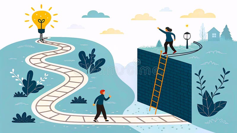 Two paths of thought stock illustration. Illustration of path - 378941317