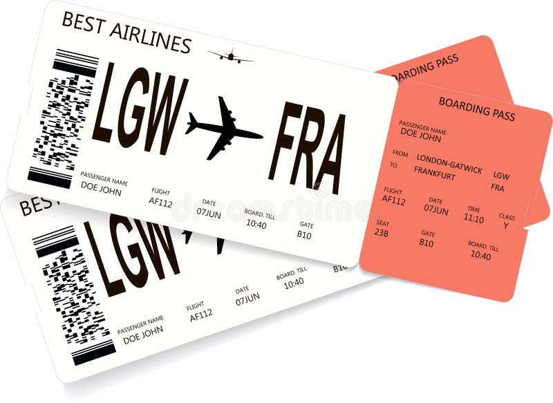 Airline Boarding Pass Red Ticket Isolated Stock Illustrations – 483 ...