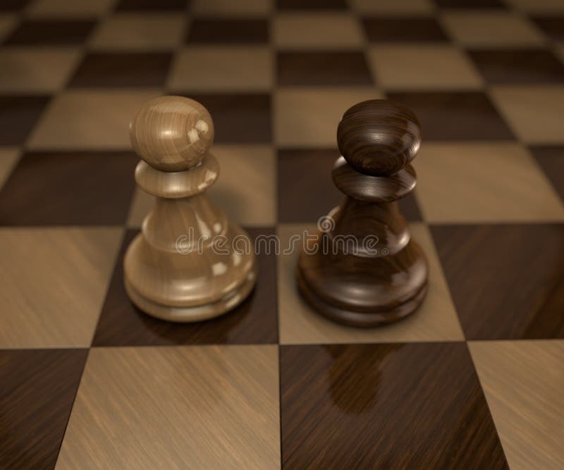 Two pawns on chess board stock illustration. Illustration of brown ...