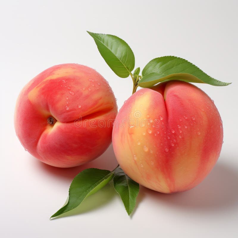 Two Peaches on White Background Stock Illustration - Illustration of ...