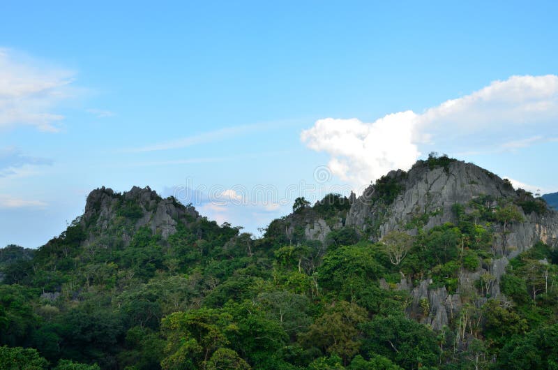 Two peak stone mountain stock image. Image of high, forest - 50115989